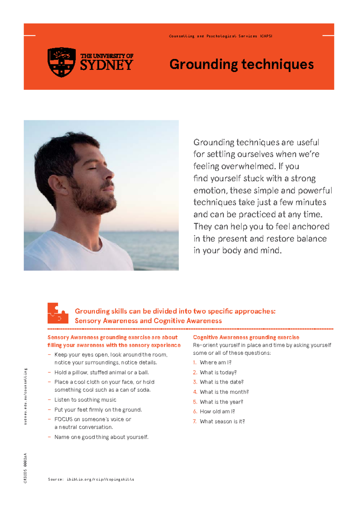 Grounding-techniques - Grounding techniques Grounding techniques are useful for settling ...