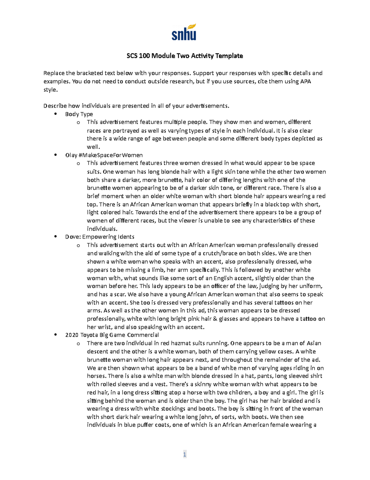 SCS 100 Module Two Activity Template - SCS 100 Module Two Activity ...