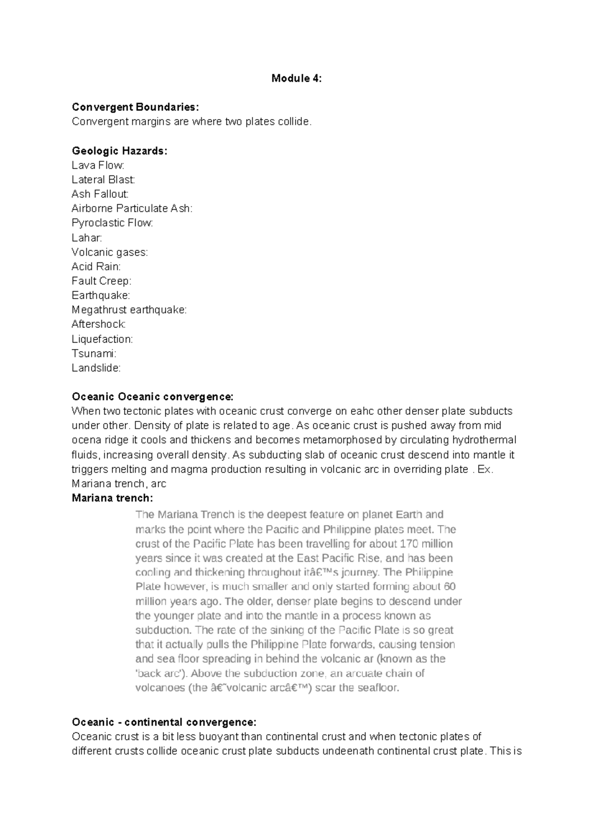 Module 4 - Module 4: Convergent Boundaries: Convergent margins are ...