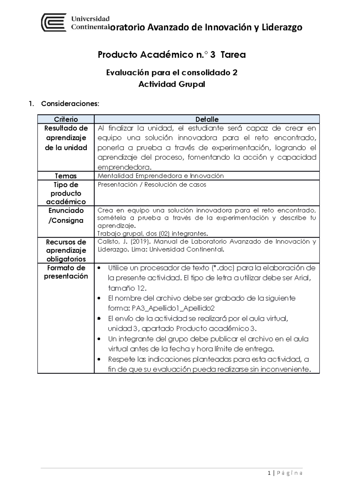 PA03 Tarea Laboratorio Avanzado de Innovación y Liderazgo - Producto Académico n.° 3 Tarea - Studocu