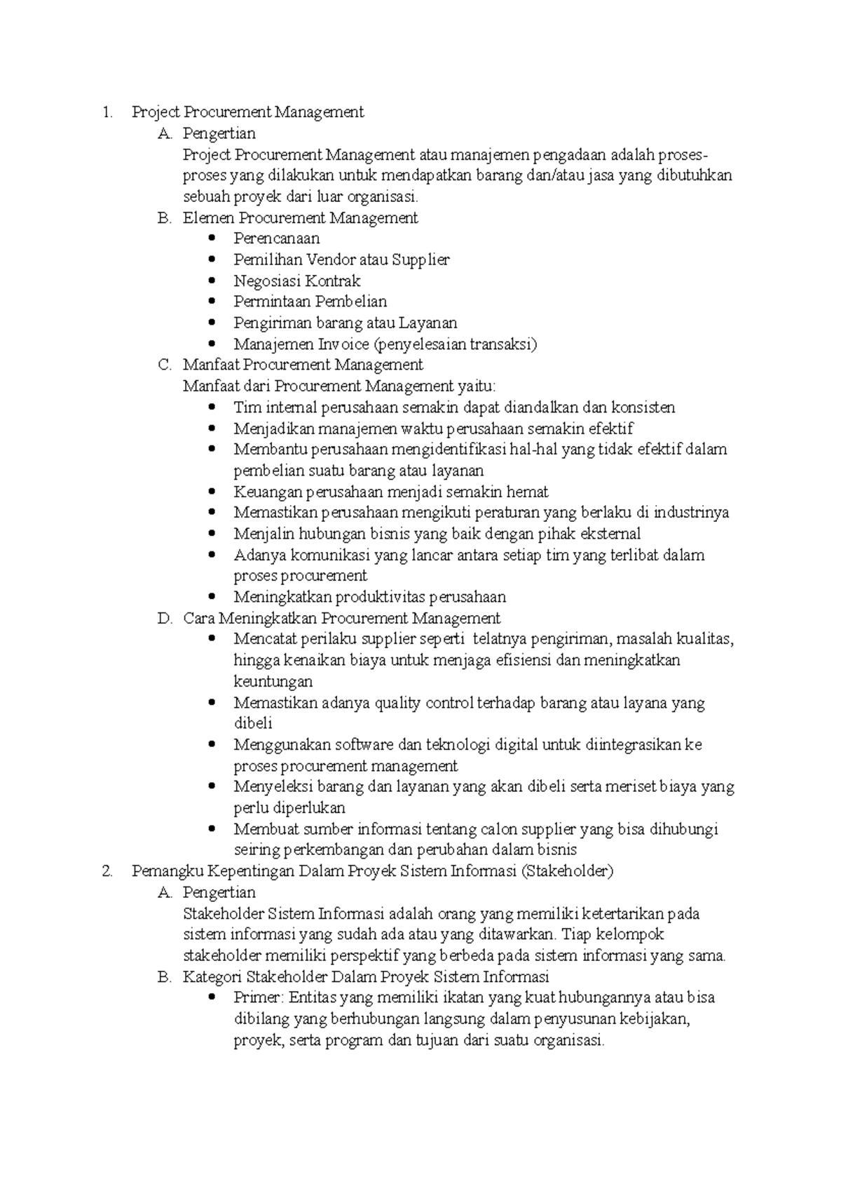 Mindmap 2 - Project Procurement Management A. Pengertian Project Procurement Management atau ...