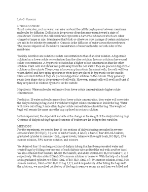 Lab 3-Osmosis copy 2 - Bio Sci 150 Lab Report 3 Osmosis - Lab-3 ...