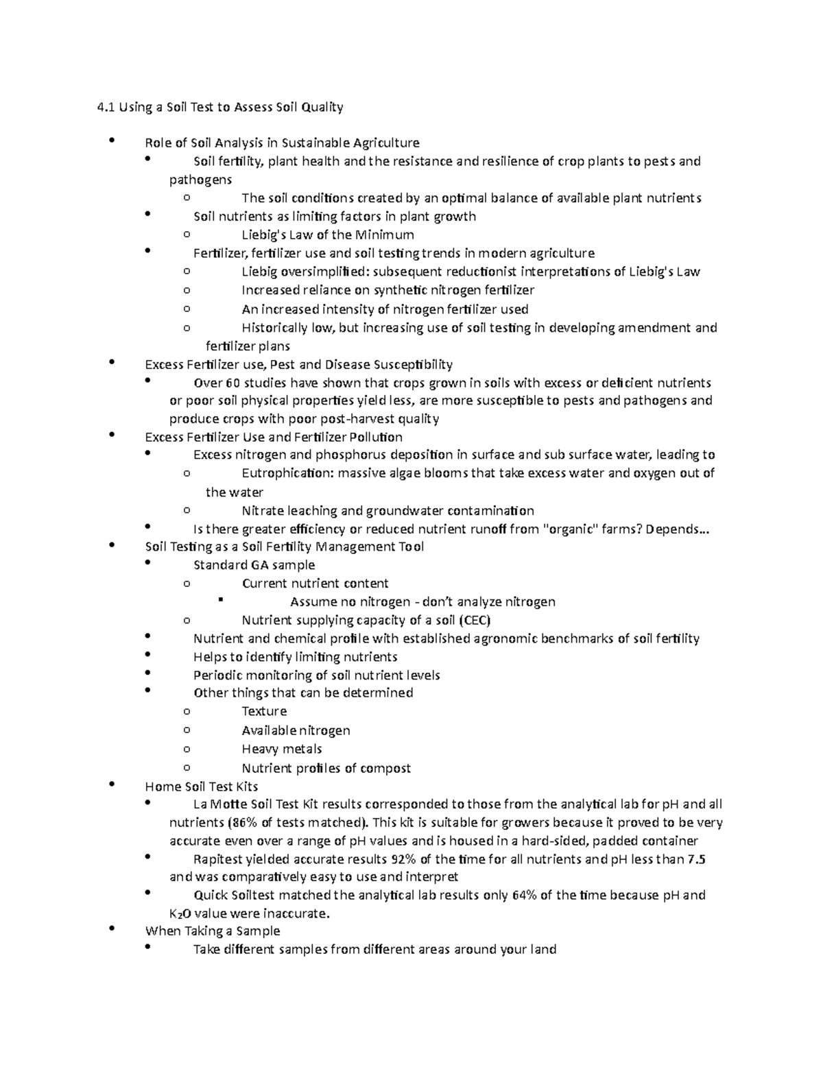 Module 4 Notes - 4 Using a Soil Test to Assess Soil Quality Role of ...
