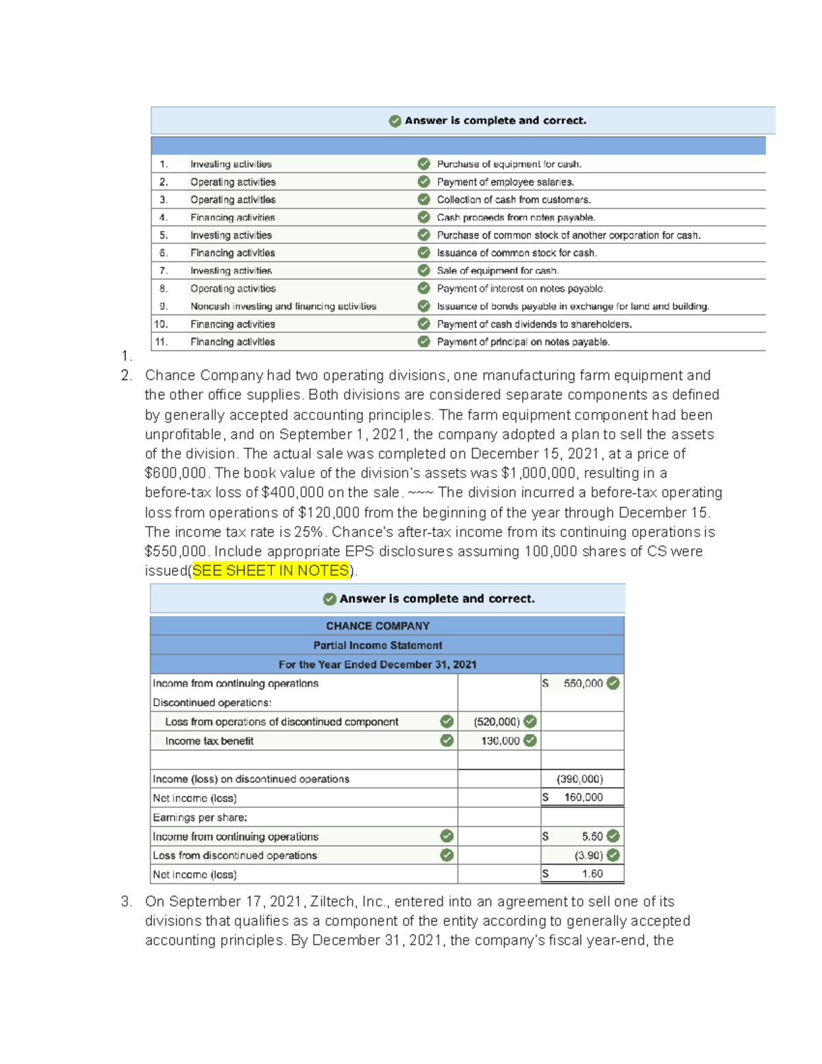 A310 Chptr 4 Hmwrk - Homework solutions - 1. Chance Company had two ...