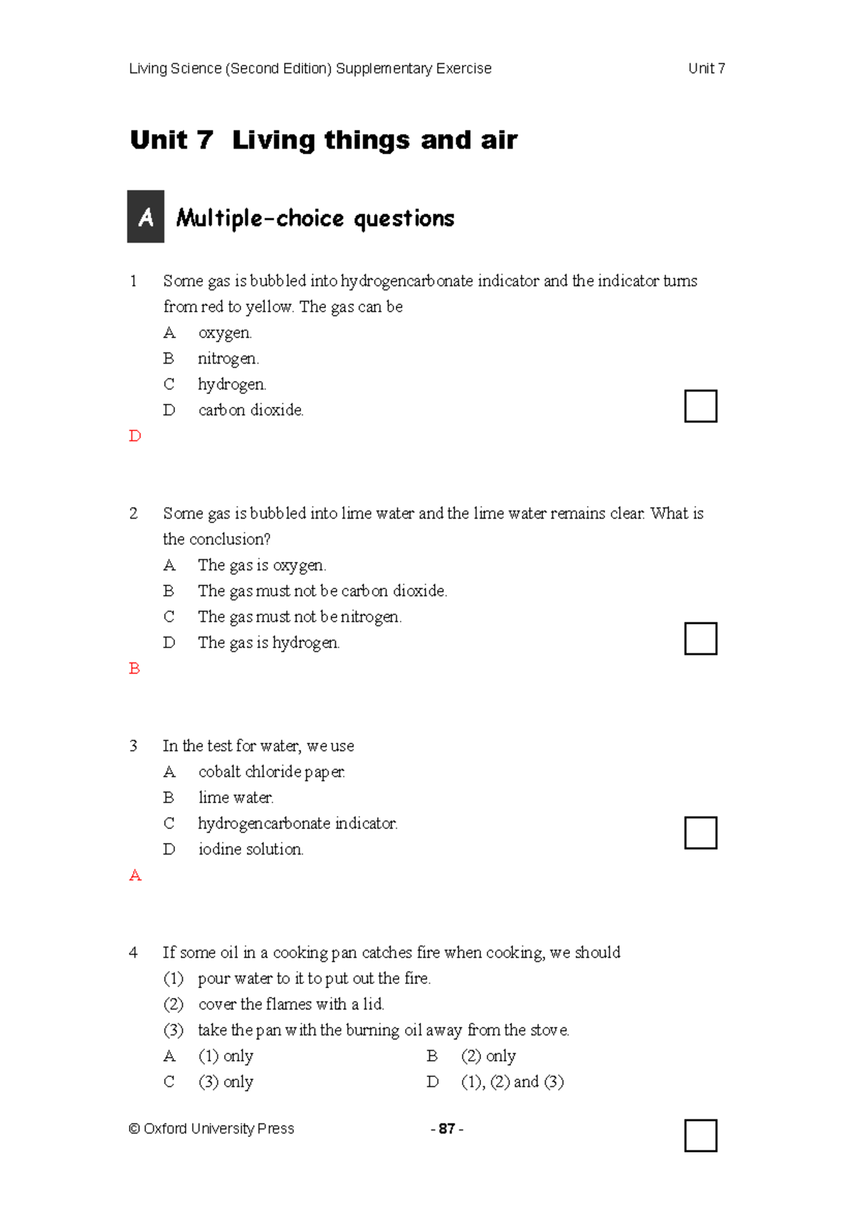 Supp. Ex. - 07 Living things and air - Unit 7 Living things and air A ...