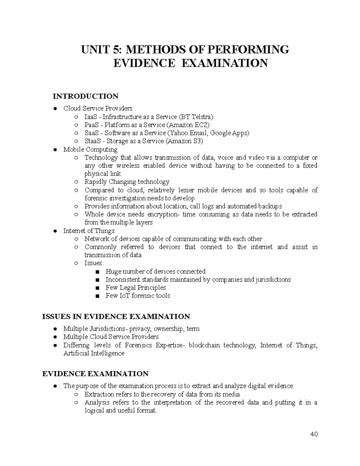 Digital evidence Unit 5 - UNIT 5: METHODS OF PERFORMING EVIDENCE ...