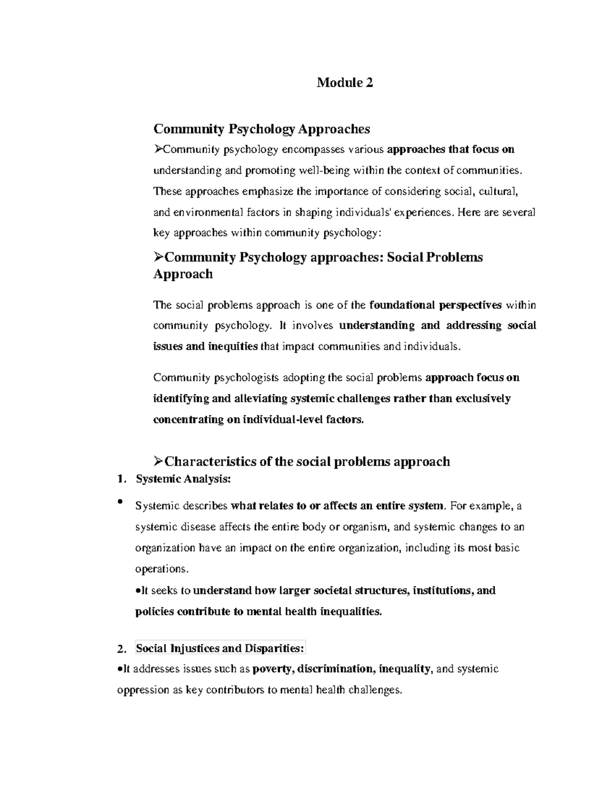 Approaches to cp Module 2 - Module 2 Community Psychology Approaches ...