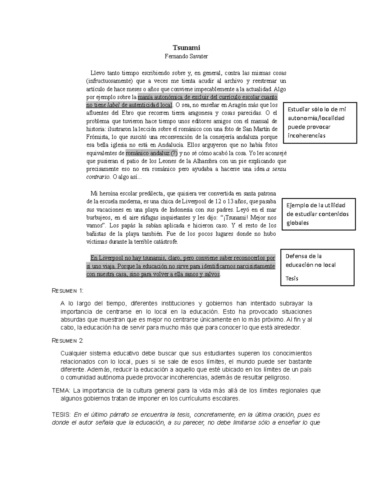 Tsunami corregido - Es una corrección de un comentario de texto ...