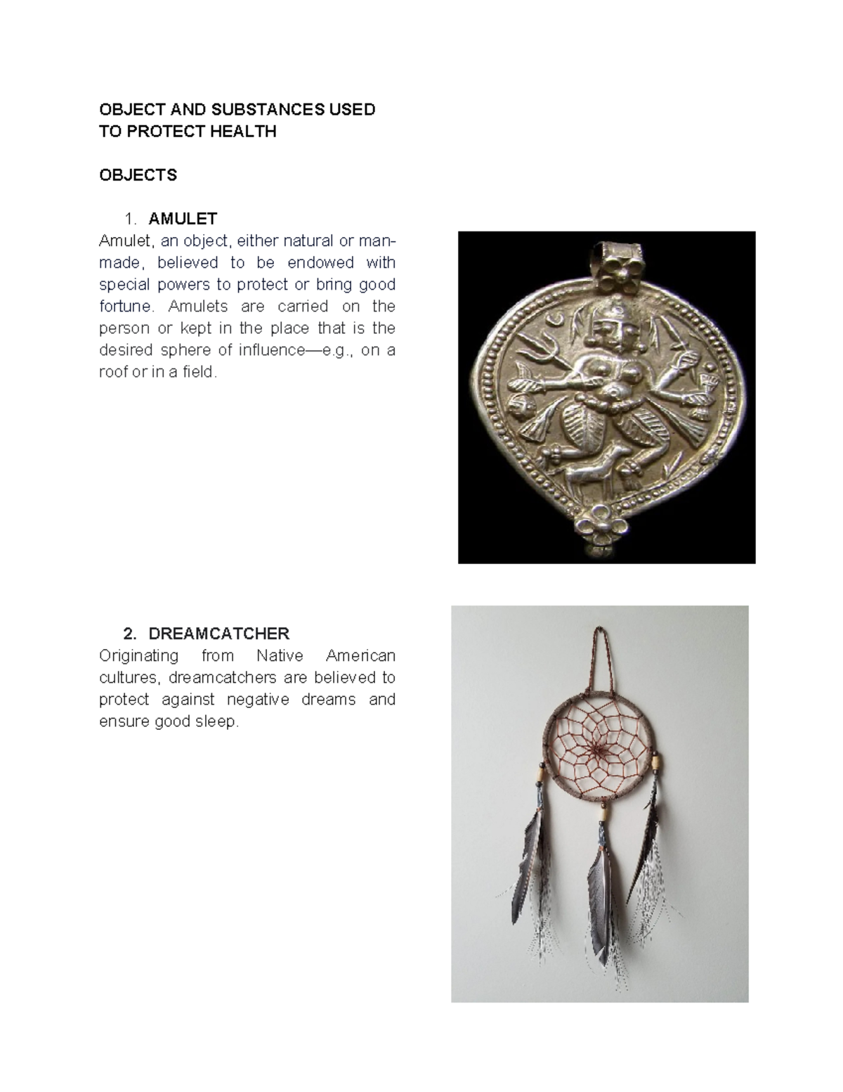 Protective-Objects - OBJECT AND SUBSTANCES USED TO PROTECT HEALTH ...