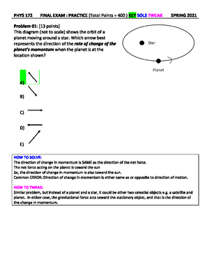 Exam 1 Sample Answer key - Exam 1, Sample Physics 172H fall 2007 Purdue ...