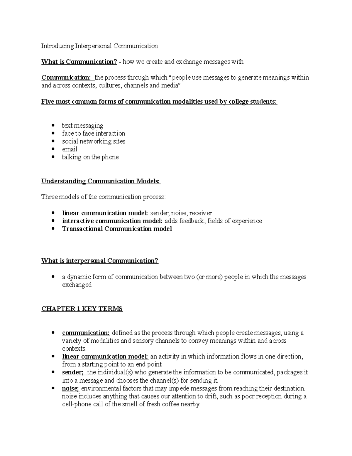 Introducing Interpersonal Communication - linear communication model ...