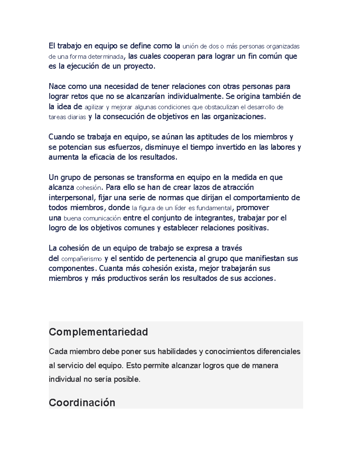 El trabajo en equipo, significado. - El trabajo en equipo se define ...