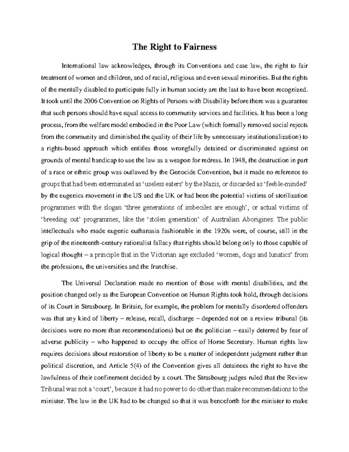 The Right to Fairness - The Right to Fairness International law ...