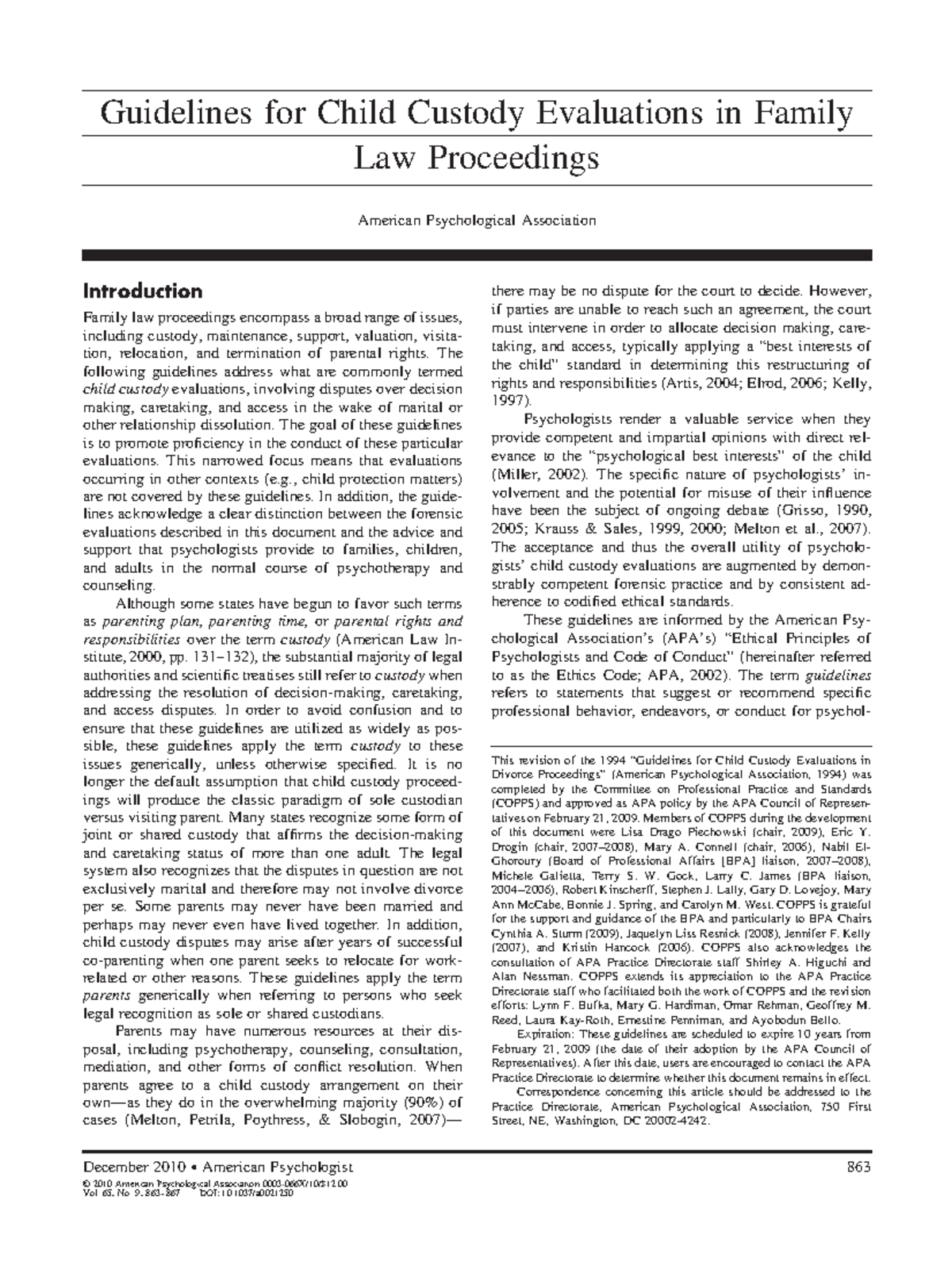 Child-custody - Custodia - Guidelines for Child Custody Evaluations in ...