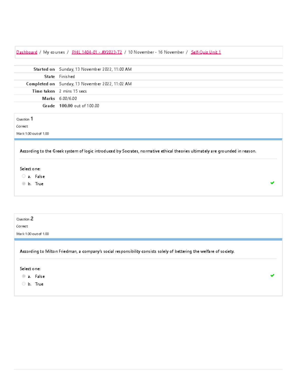 Self Quiz Unit 1 Attempt Review Started On Sunday 13 November 2022 11 00 Am State Finished