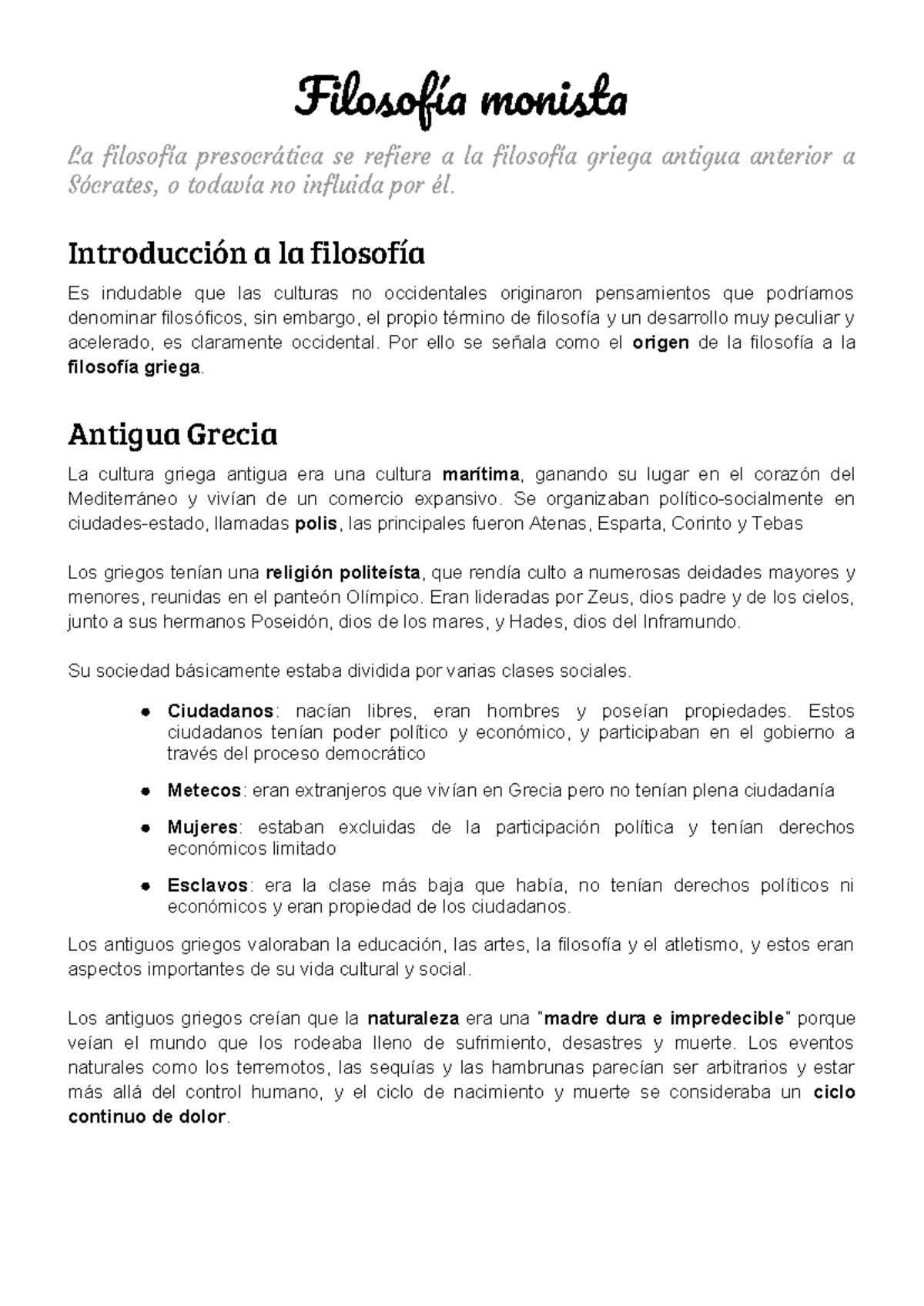 1.Filosofía monista - Antigua Grecia, Mitos, Tales de Mileto augua ...