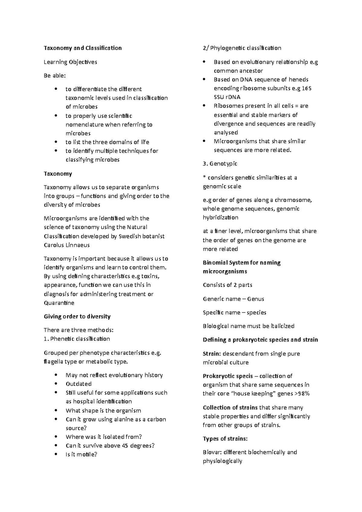 General Microbiology - Taxonomy and Classification - Taxonomy and ...