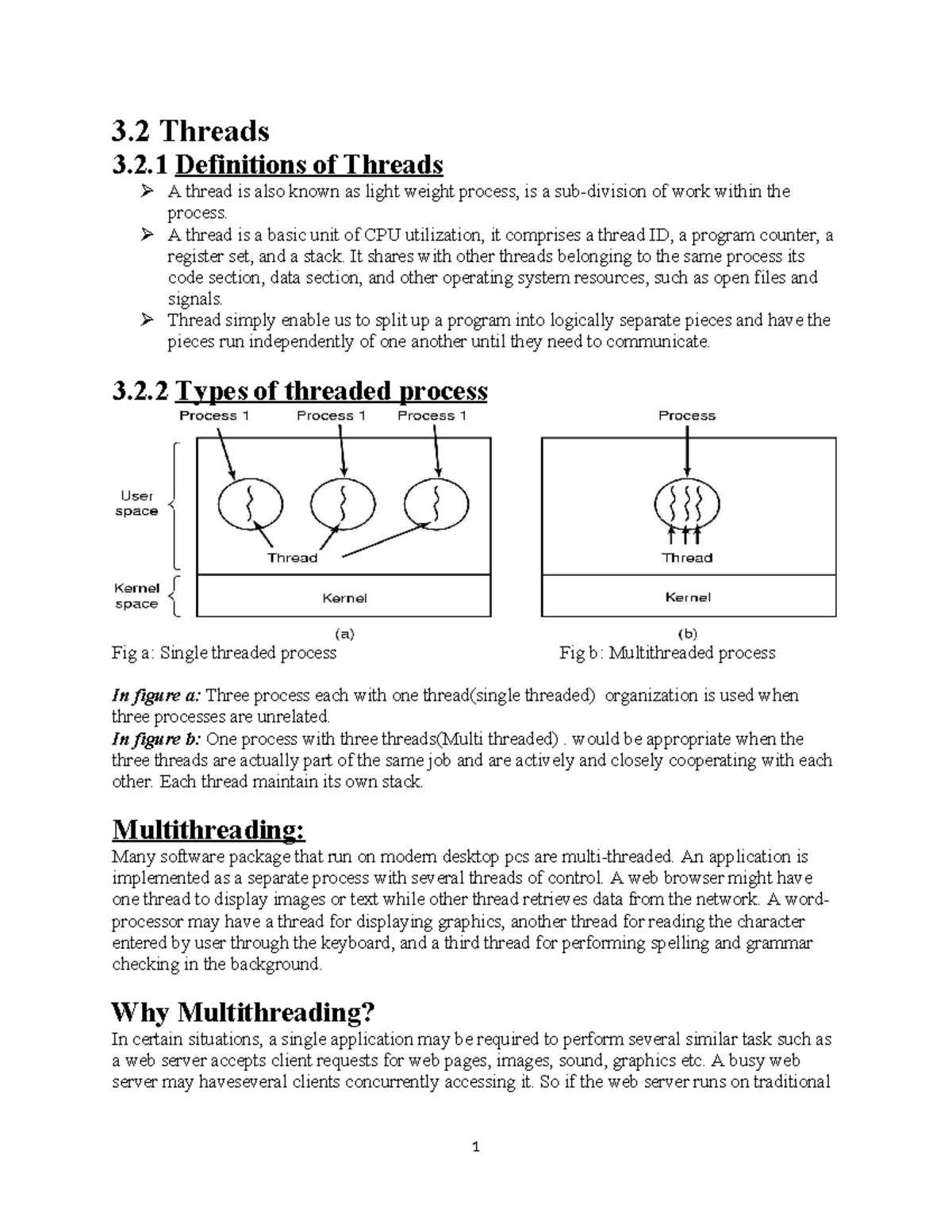 Threads - Notes - 3 Threads 3.2 Definitions of Threads A thread is also ...