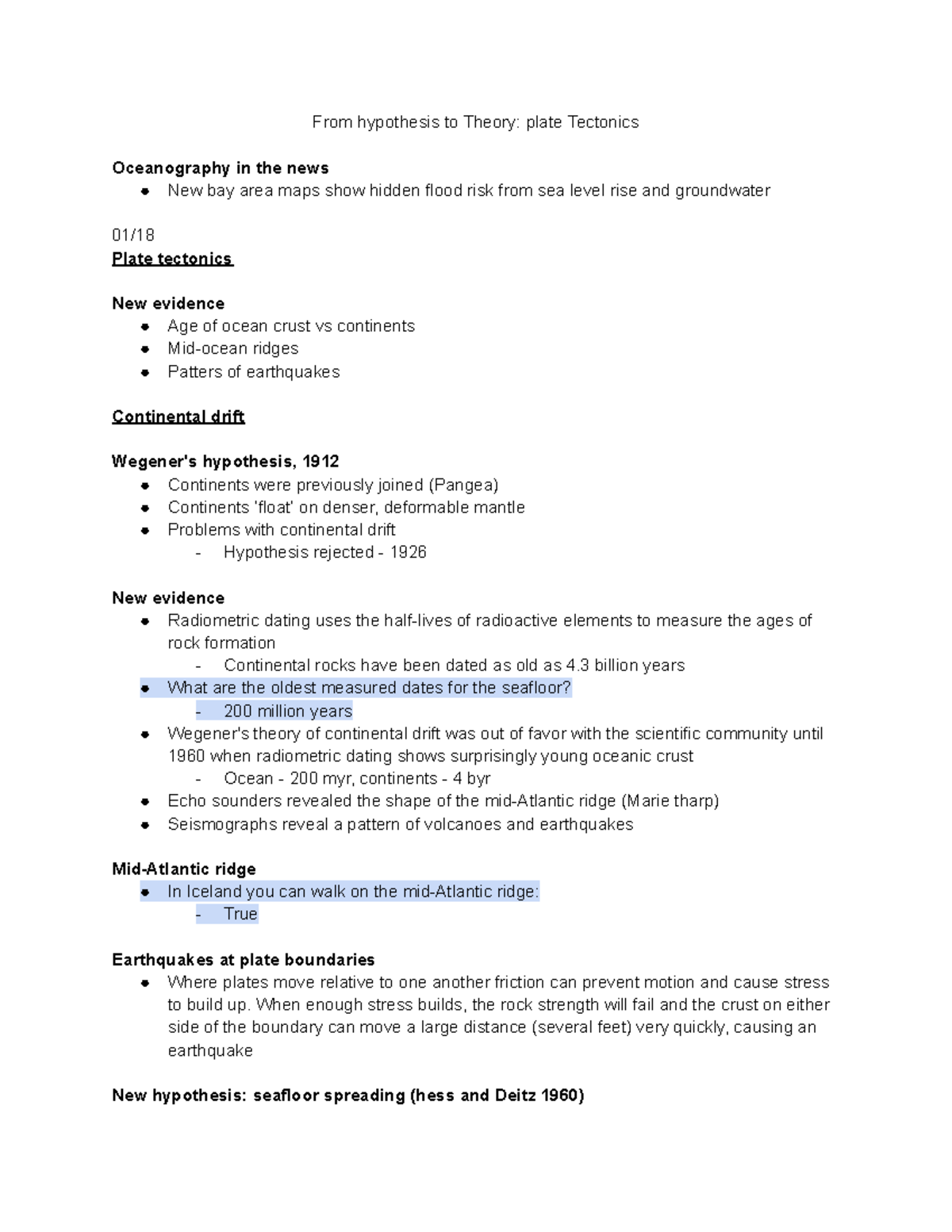 Earth 4 week 2 - From hypothesis to Theory: plate Tectonics ...