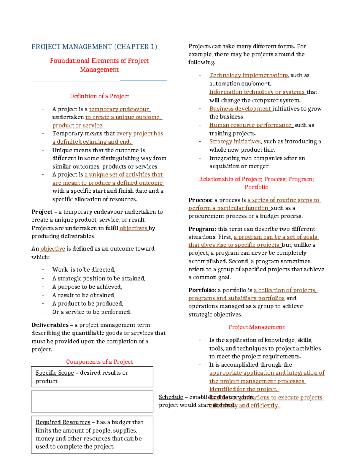 Project Management ( Chapter 1) - PROJECT MANAGEMENT (CHAPTER 1 ...