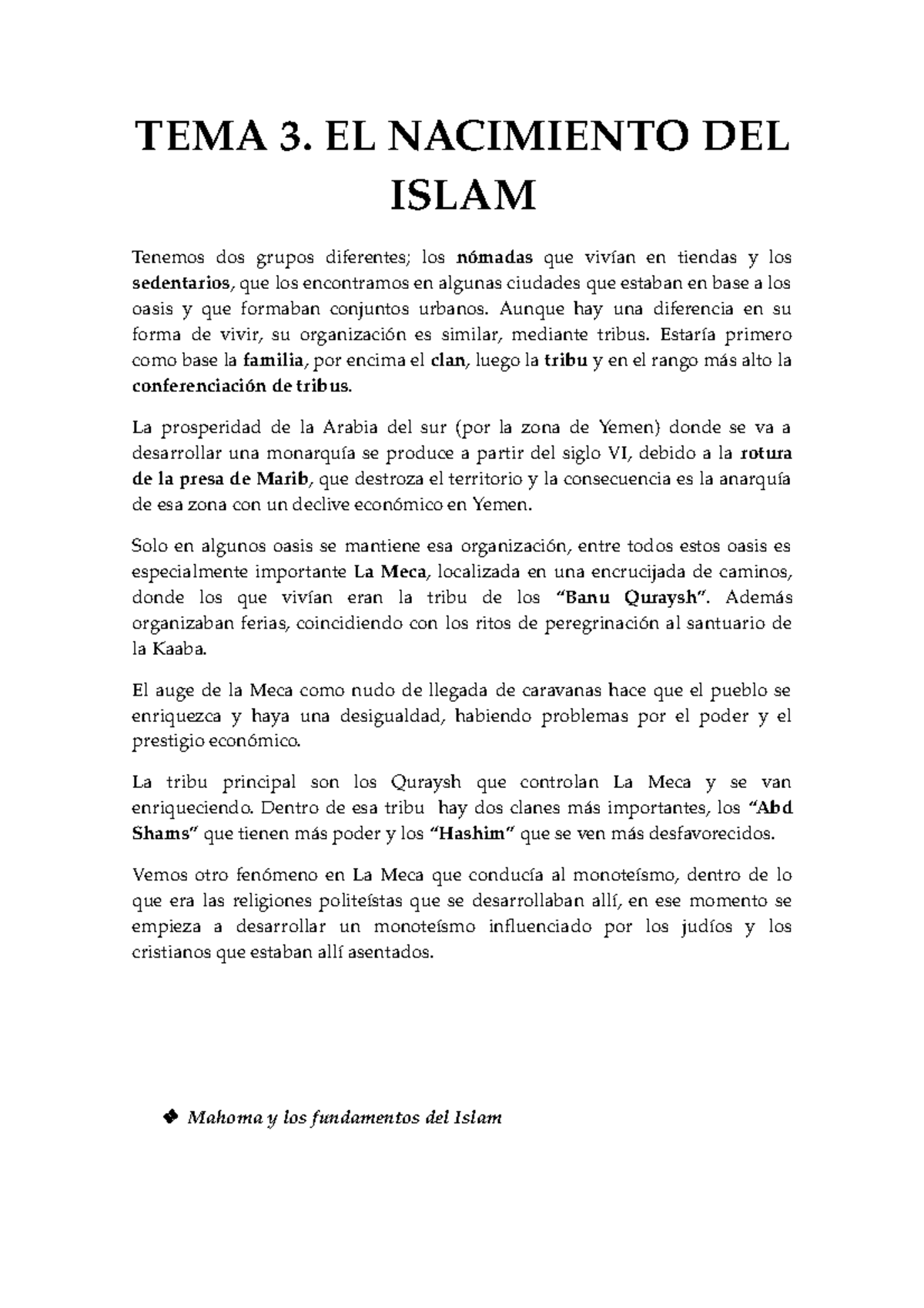 Tema 3. El nacimiento del Islam (1) - TEMA 3. EL NACIMIENTO DEL ISLAM ...