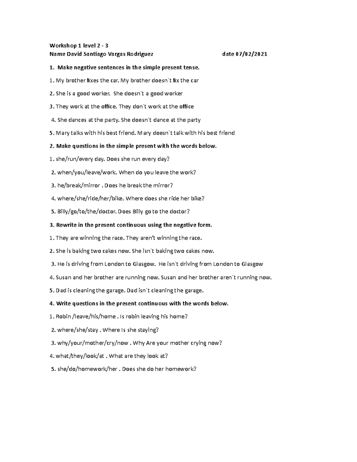 Workshop 1 level 2-3 - **Workshop 1 level 2 - 3 Name David Santiago ...