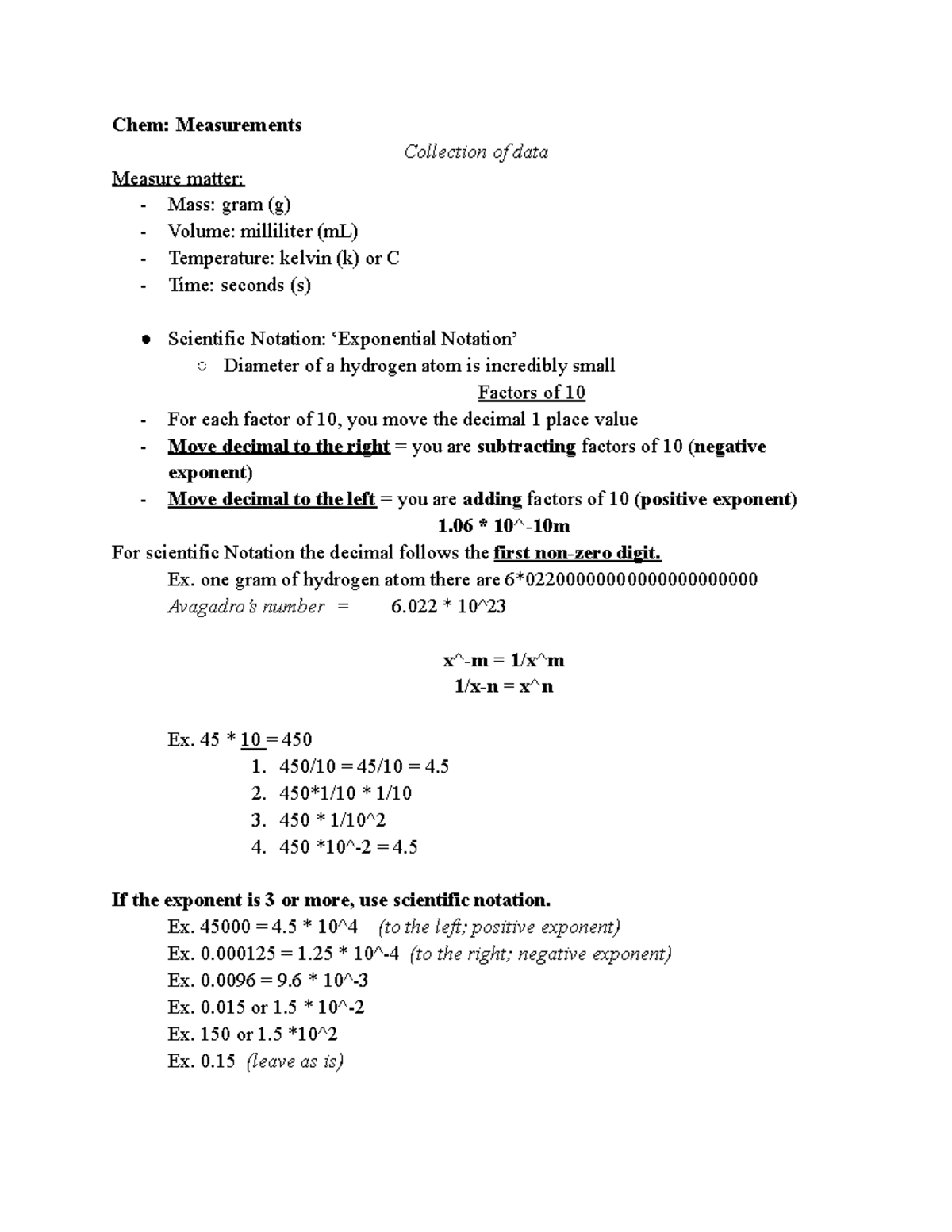 Chem Measurements - Chem: Measurements Collection of data Measure ...