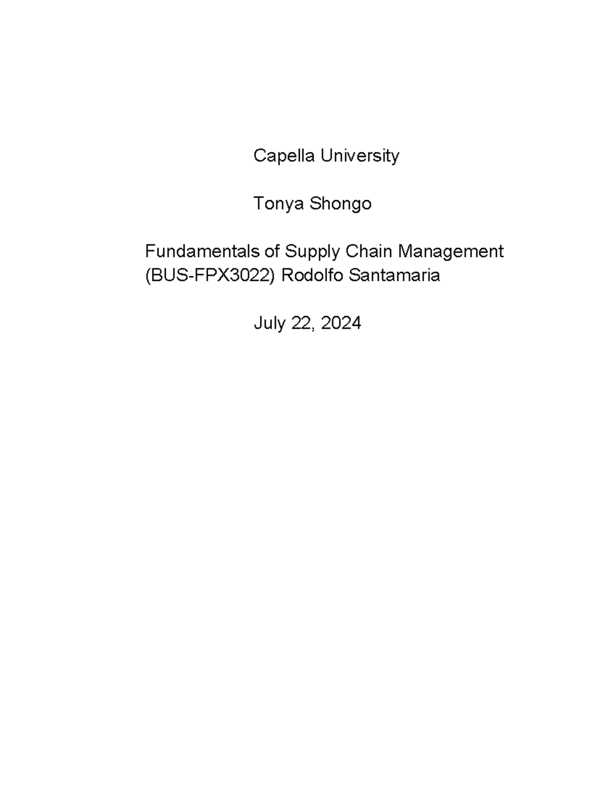 Shongo, Tonya Final Case Study - Capella University Tonya Shongo ...