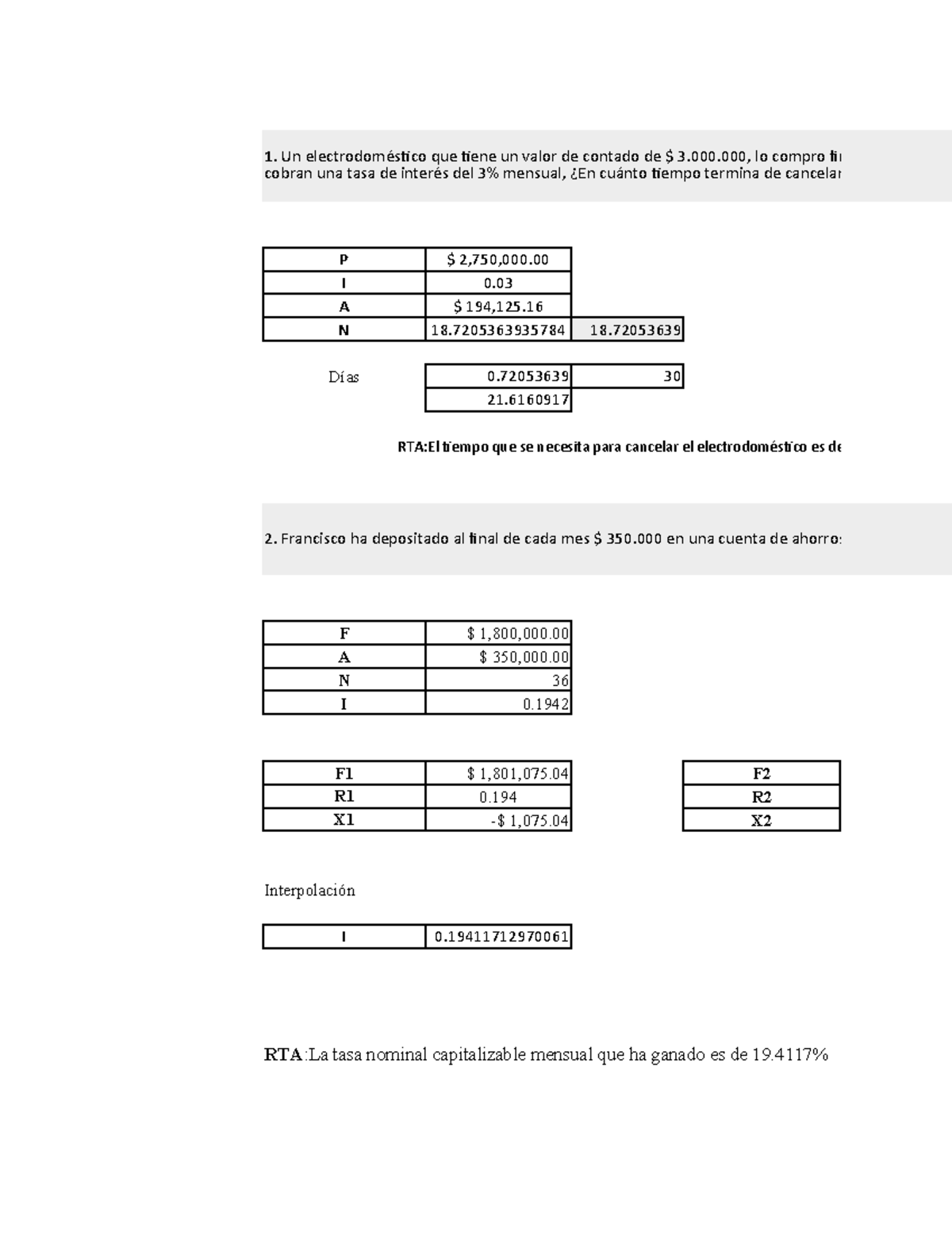 Scribd - gfdgf - P $ 2,750,000. I 0. A $ 194,125. N 18 18. Días 0 30 21 ...
