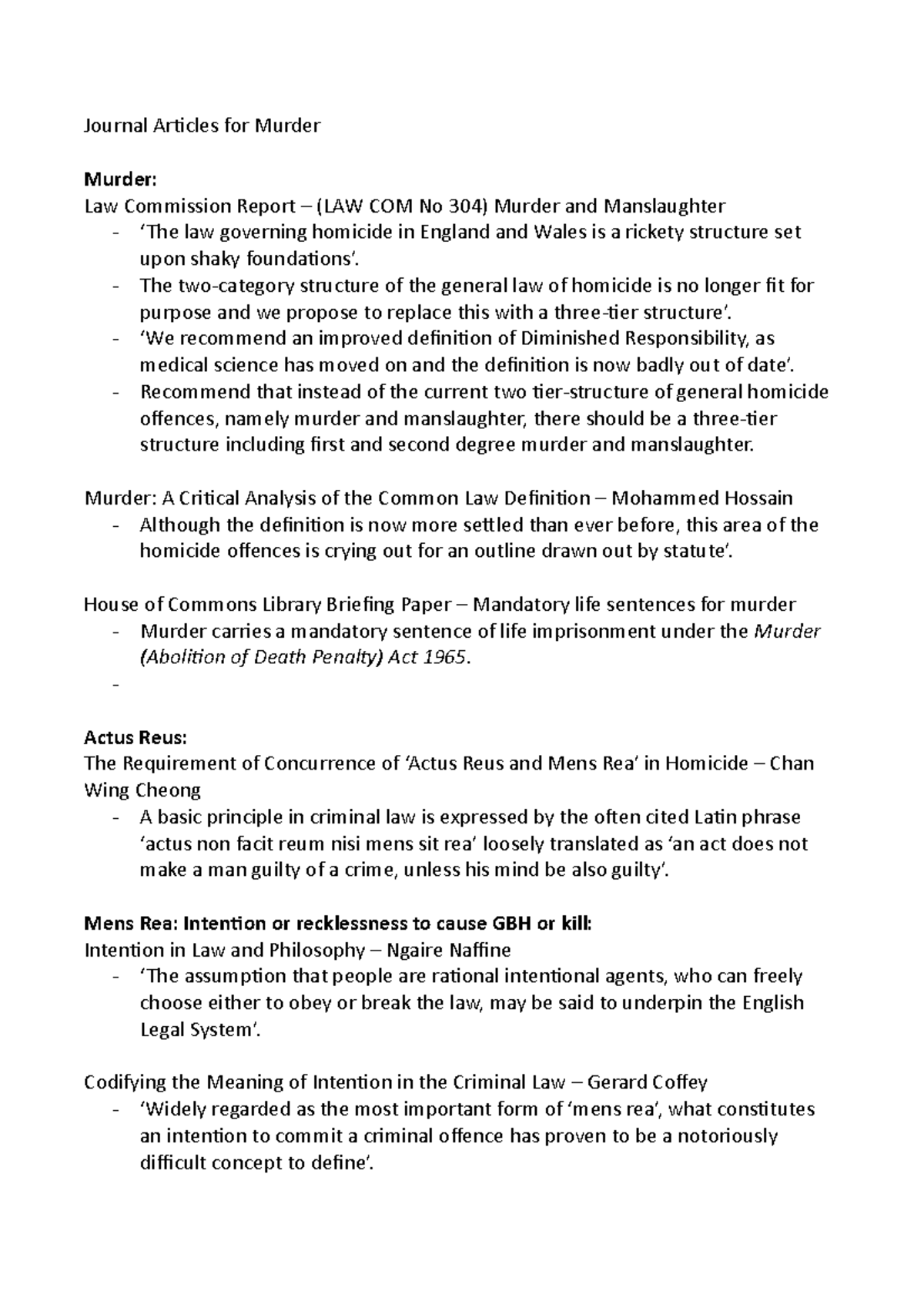 Murder Journal Articles - Journal Articles for Murder Murder: Law ...