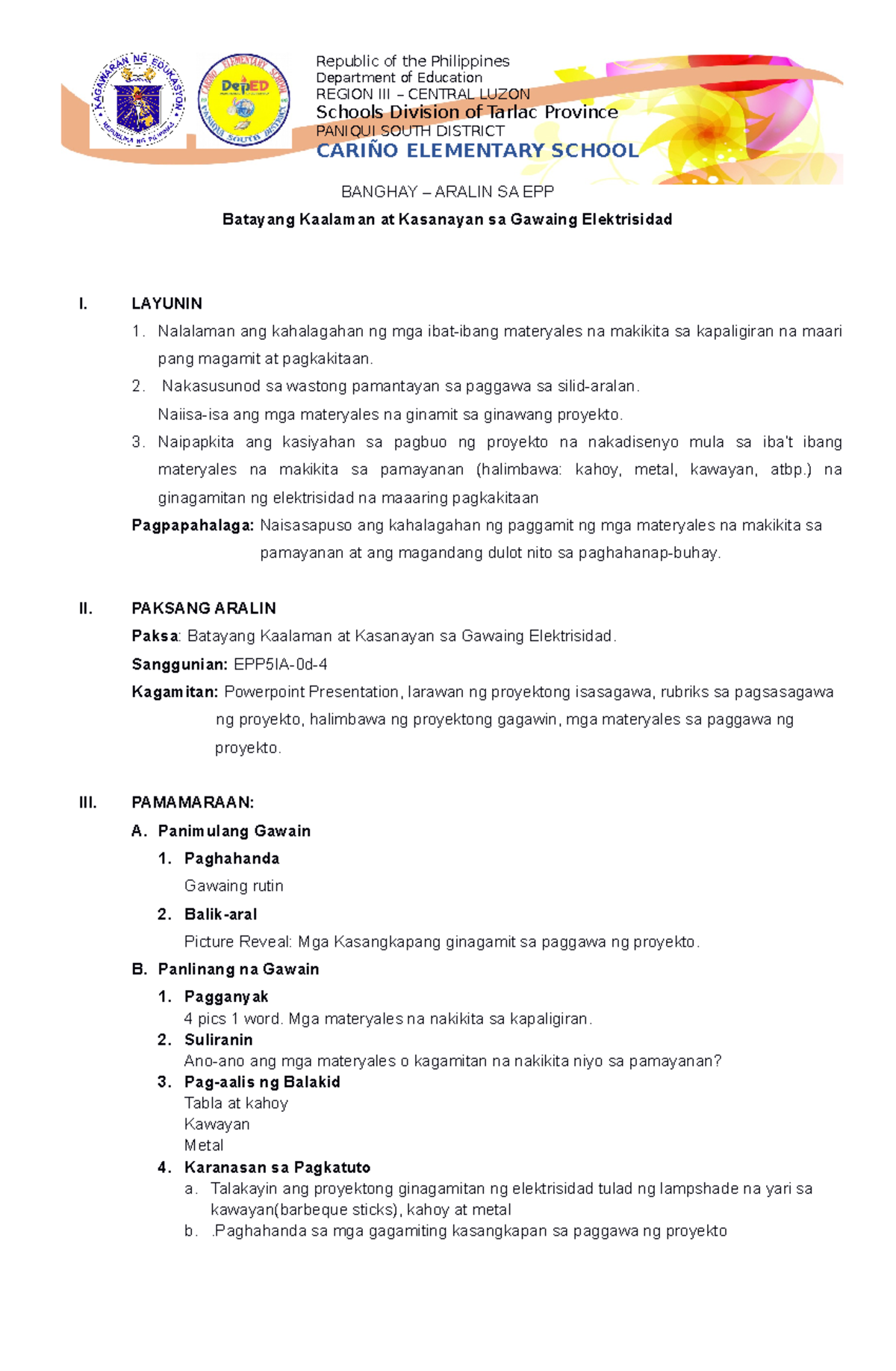 Grade-5 COT DLP Q4 EPP-BY-SIR- Christian-DAN-A - Republic of the Philippines Department of ...