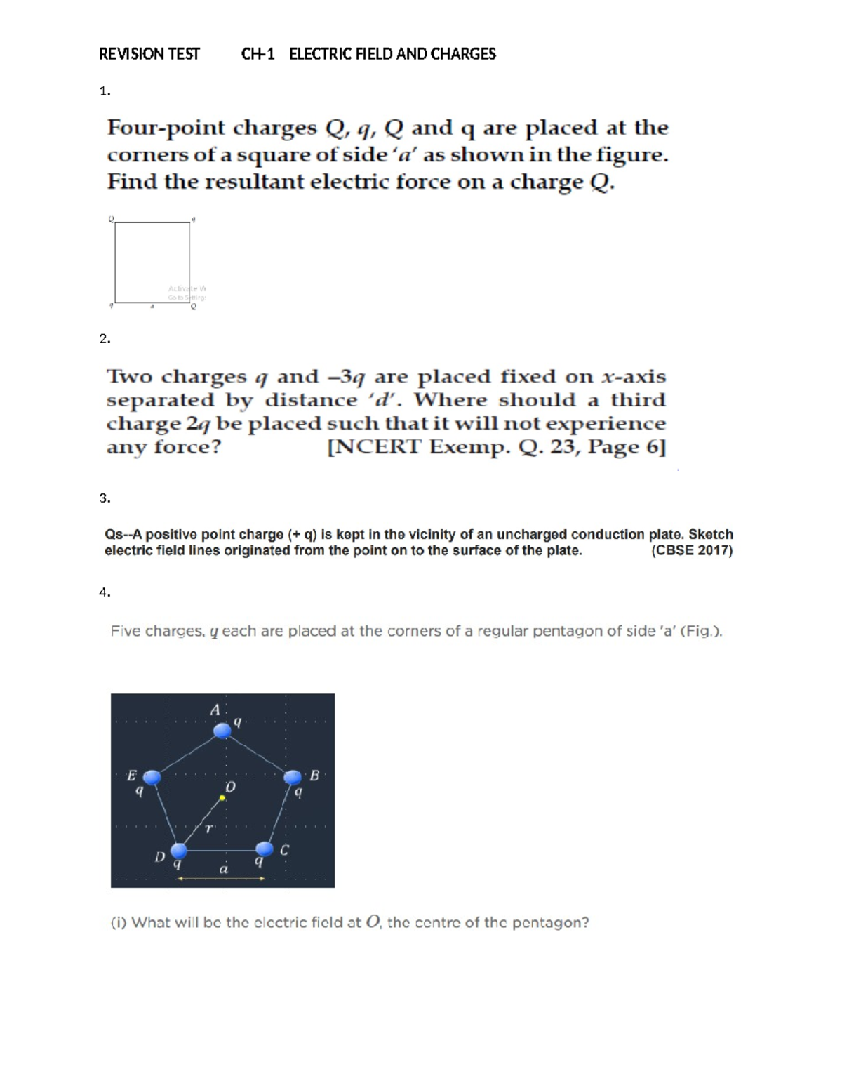 Electrostatics class 12 revision questions - Physics HL - REVISION TEST ...