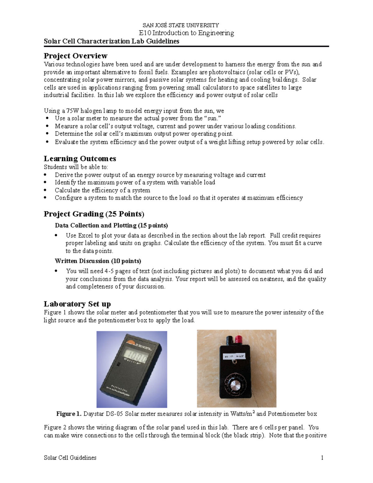 Solar Cell Lab Guideline S22 - E10 Introduction to Engineering Solar ...