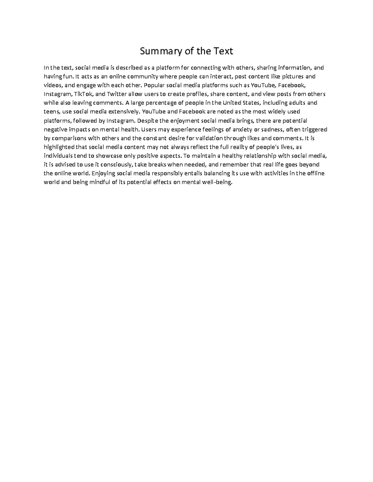 Summary of the Text In the text - Summary of the Text In the text ...