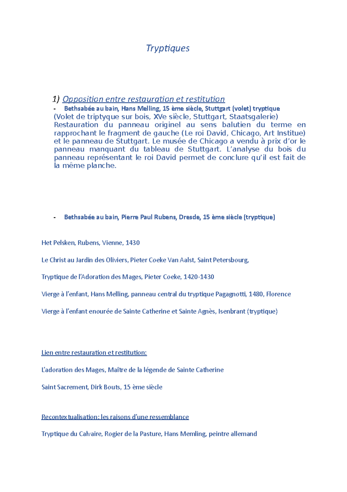 Evolution du Triptyque - Tryptiques 1) Opposition entre restauration et ...