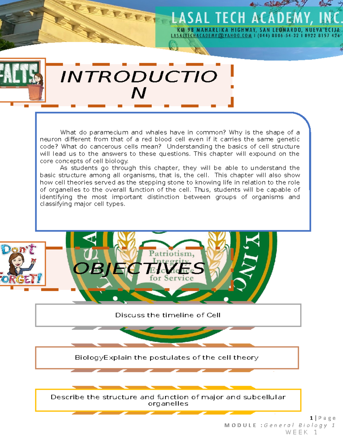 GEN BIO Module WEEK 1 - practice materials - 1 | P a g e M O D U L E ...