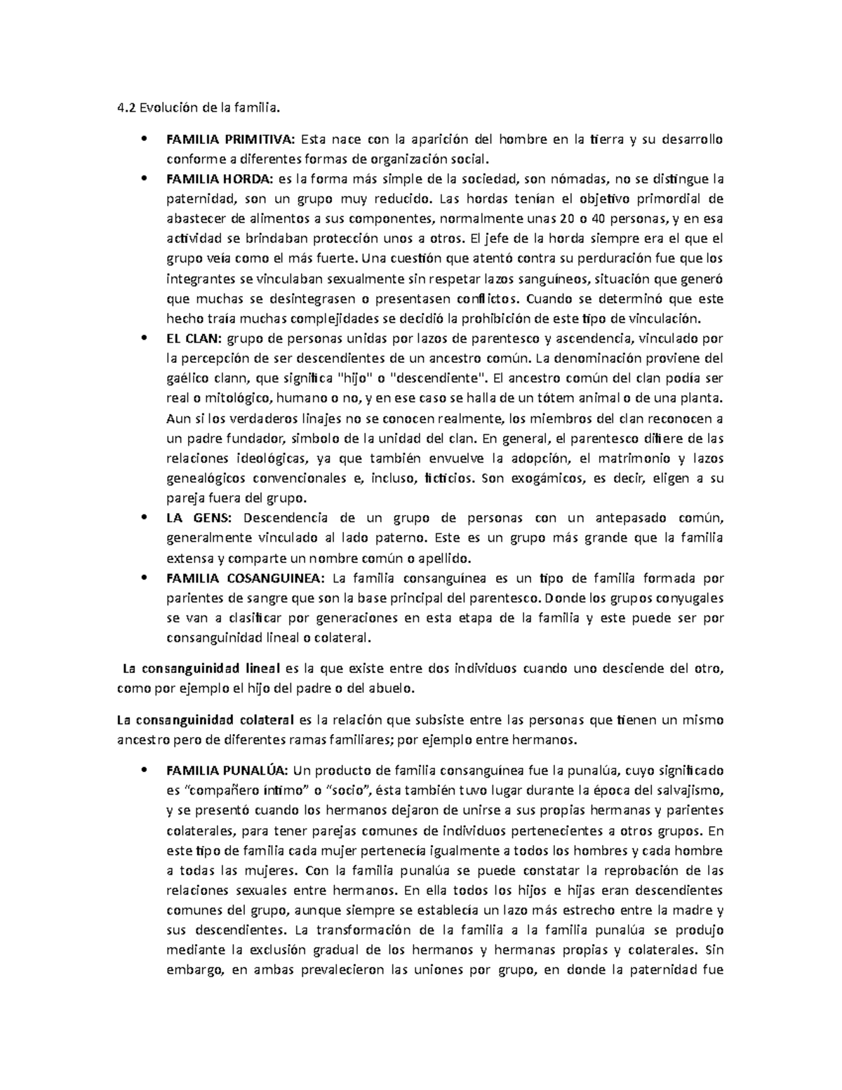 Familia - Apuntes 3 - 4 Evolución de la familia. FAMILIA PRIMITIVA ...