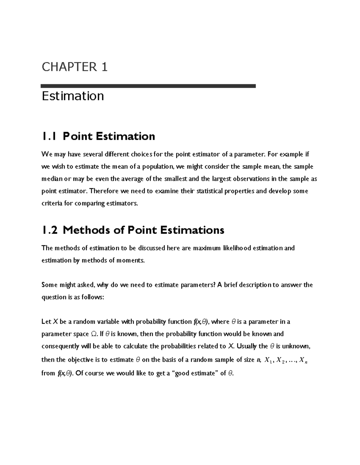 Estimation Notes CHAPTER 1 Estimation 1 Point Estimation We May Have estimation-notes-chapter-1-estimation-1-point-estimation-we-may-have