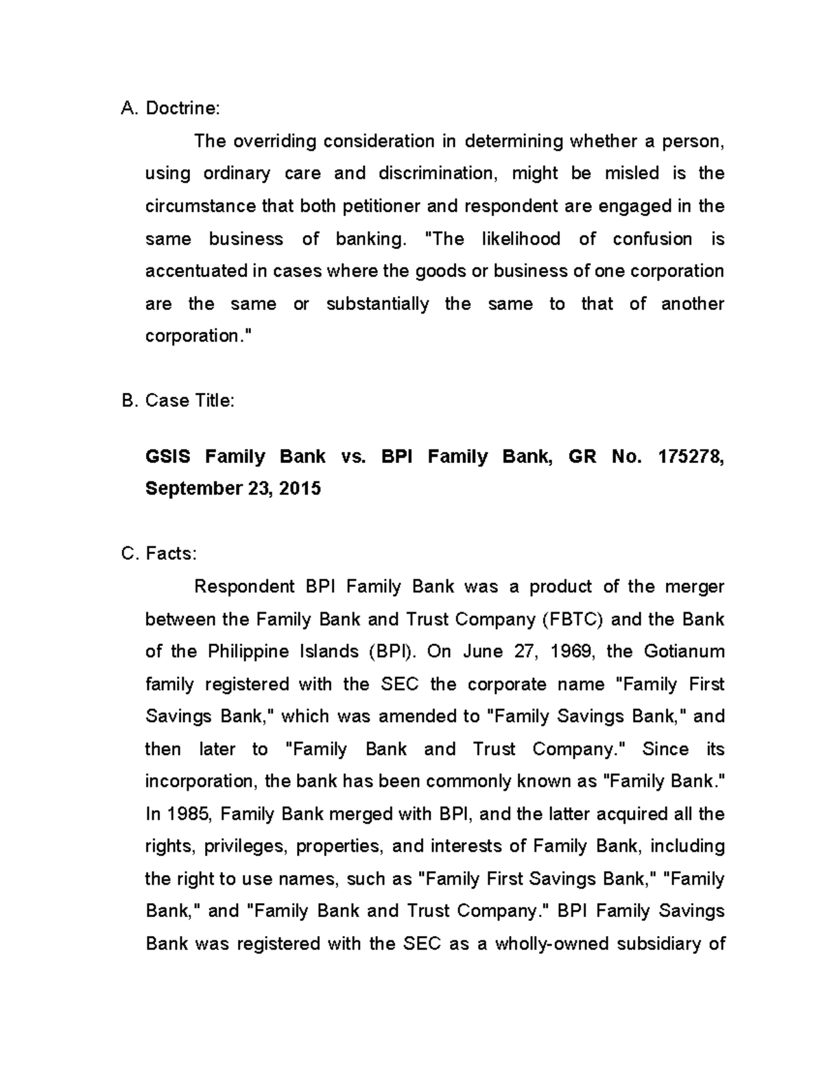 18. GSIS Family Bank vs. BPI Family Bank, GR No. 175278, September 23 ...
