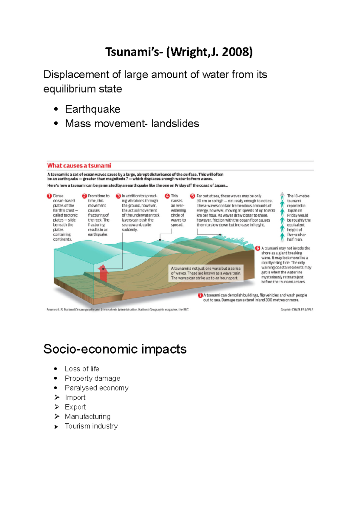 Tsunami - Lecture notes 2 - Tsunami’s- (Wright,J. 2008) Displacement of ...