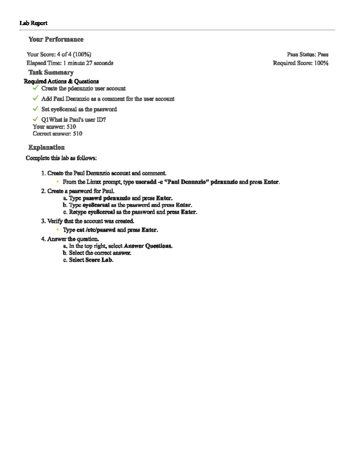 Testout Security+ 6.7.4 Create a User Account Lab - CTS 1120C - Studocu