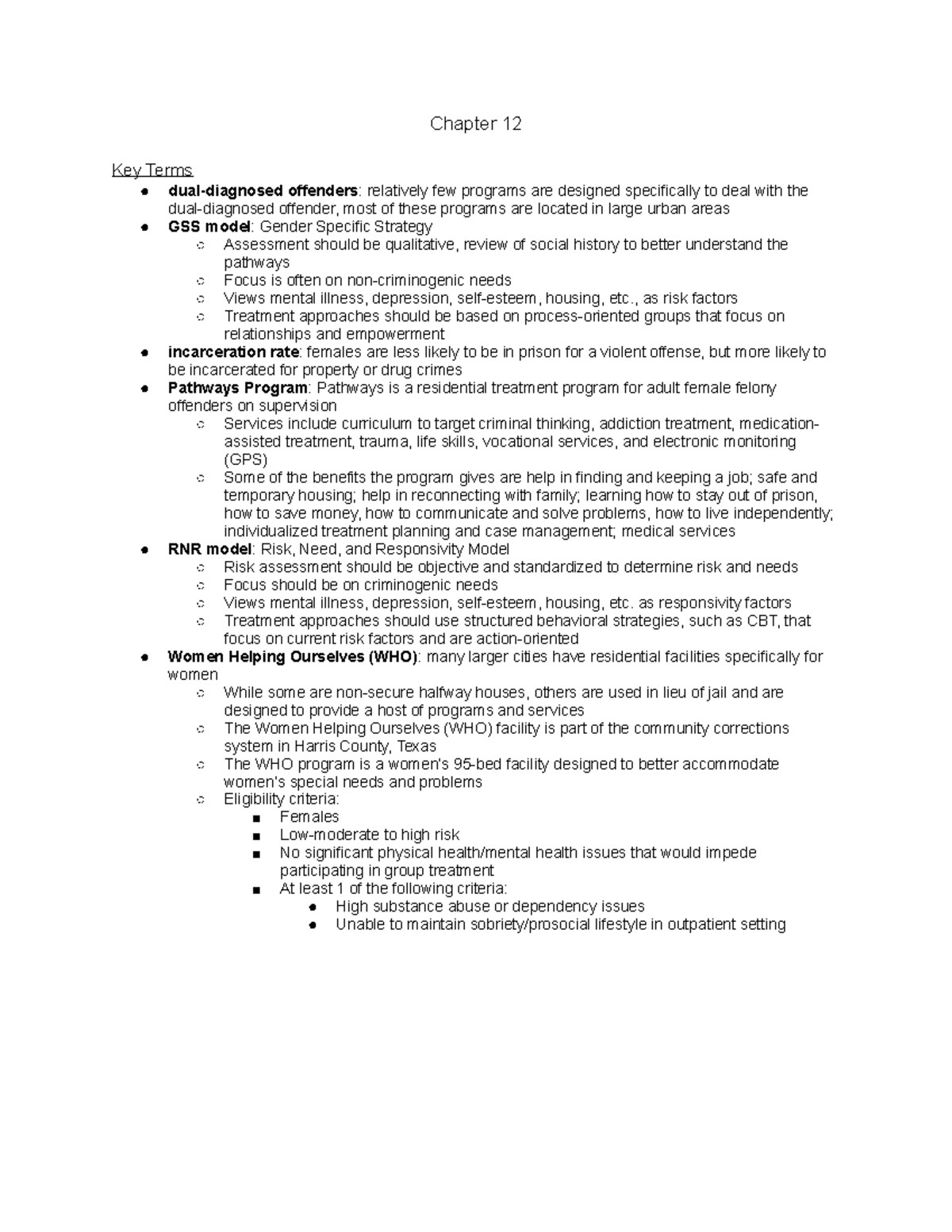 Chapter 12 - Dr. Alex Szalewski - Chapter 12 Key Terms dual-diagnosed ...