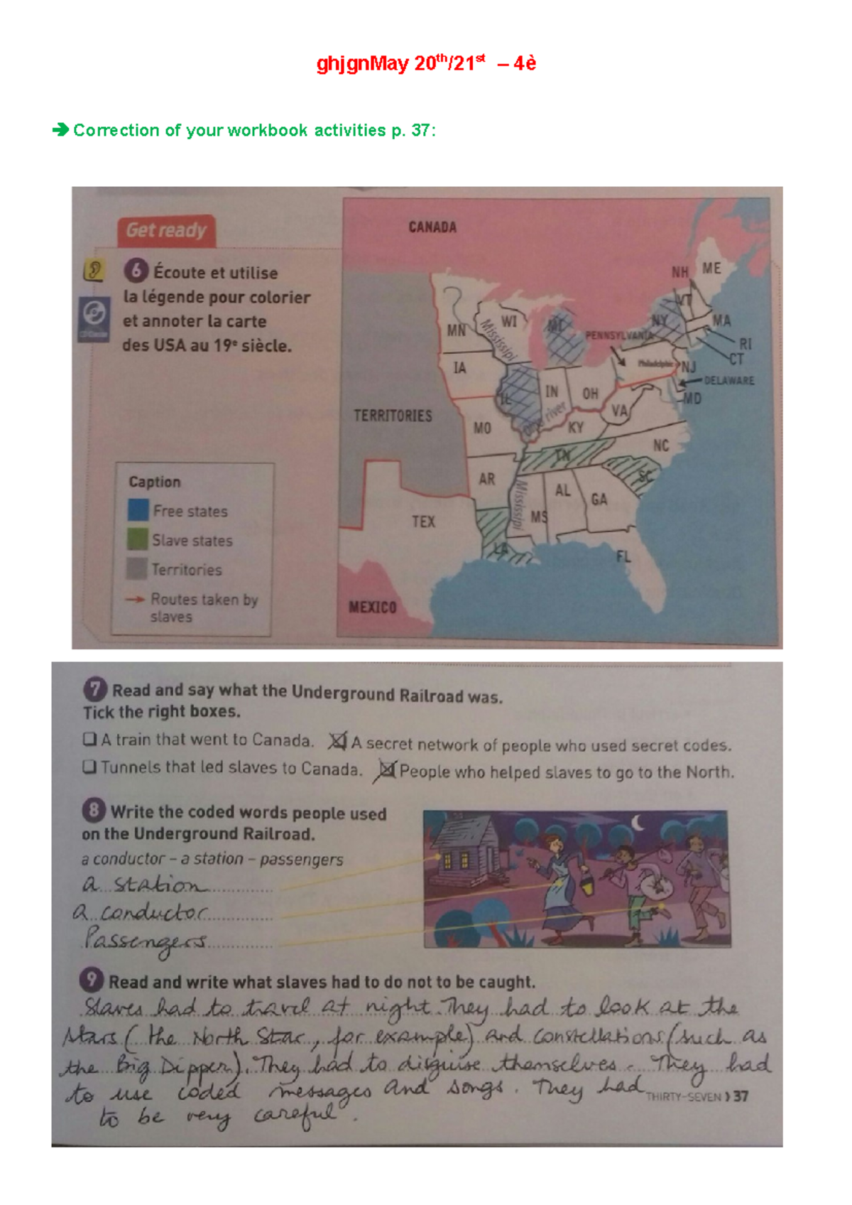 20 et 21 mai - Fiche angalis 4è - ghjgnMay 20th/21st – 4è Correction of your workbook activities ...
