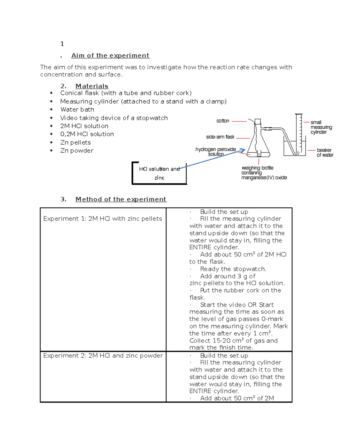 Chem lab repe - chemistry - 1 . Aim of the experiment The aim of this ...