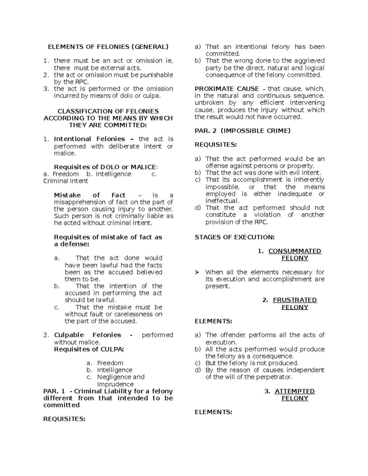 Requisites in crim law - Crim Law notes - ELEMENTS OF FELONIES (GENERAL ...