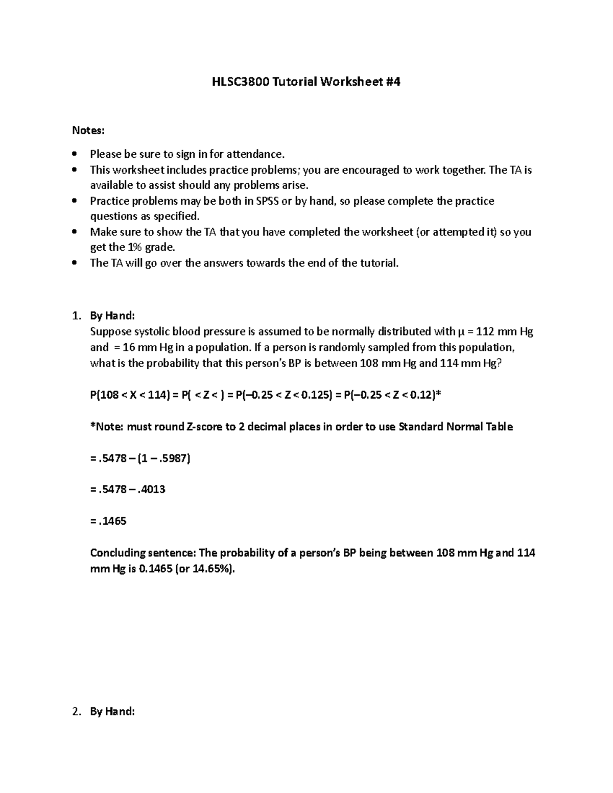 Tutorial 4 solutions - HLSC3800 Tutorial Worksheet Notes: Please be ...