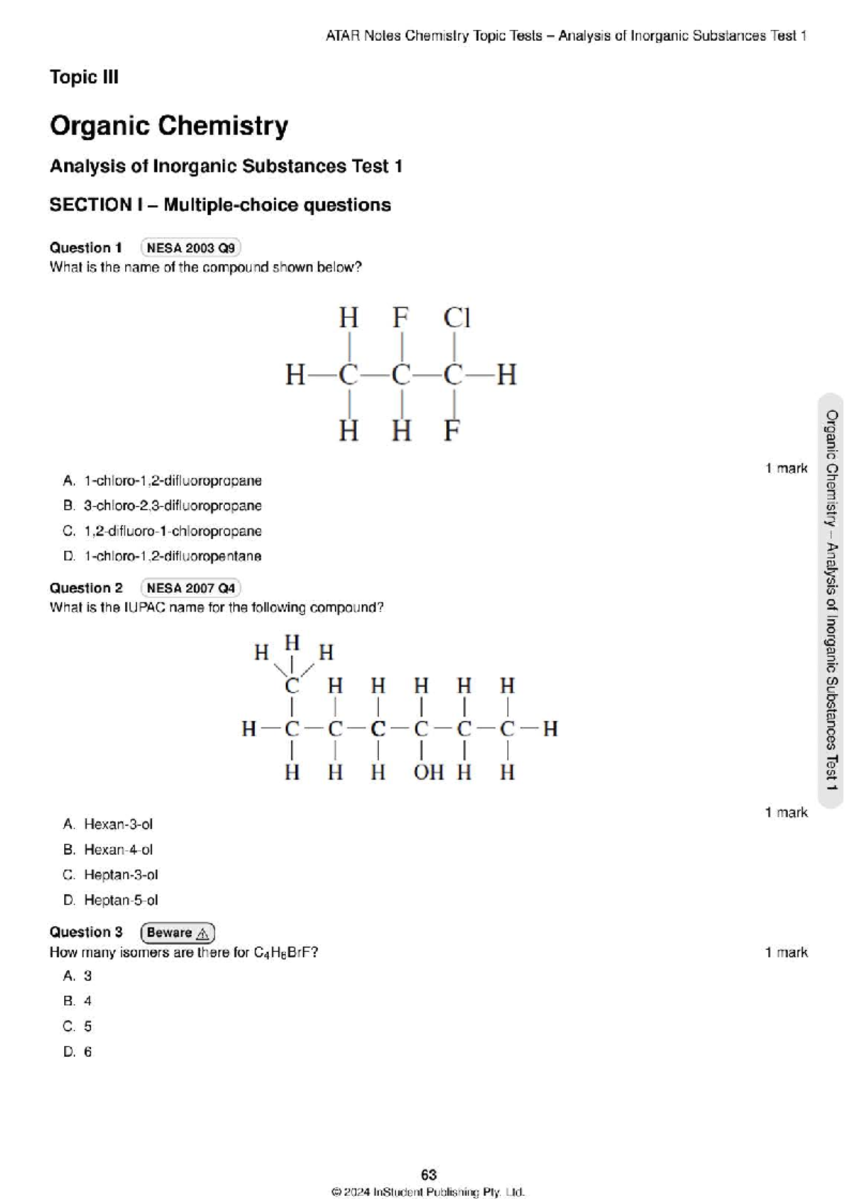 Practise chem mod 7 - practice - ATAR Notes Chemistry Topic Tests ...