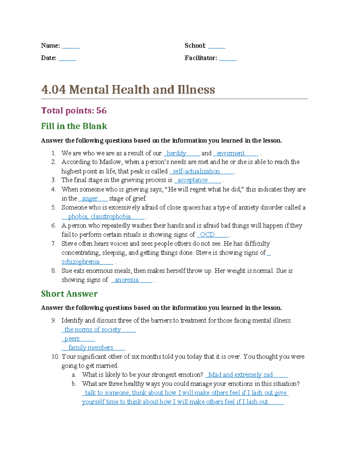 04-04 task - this - Name: Date: School: Facilitator: 4 Mental Health ...