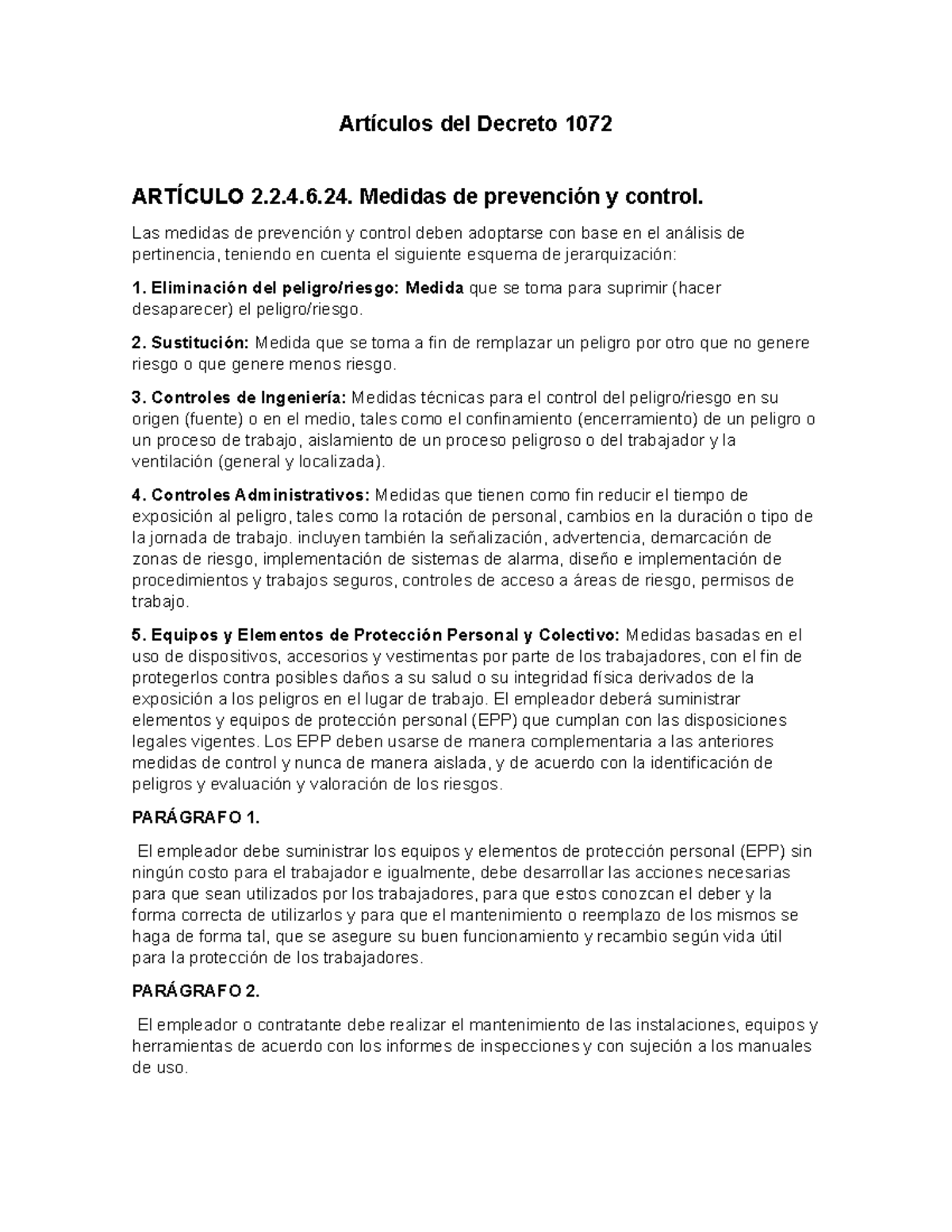 Artículos del Decreto 1072 - Artículos del Decreto 1072 ARTÍCULO 2.2.4 ...