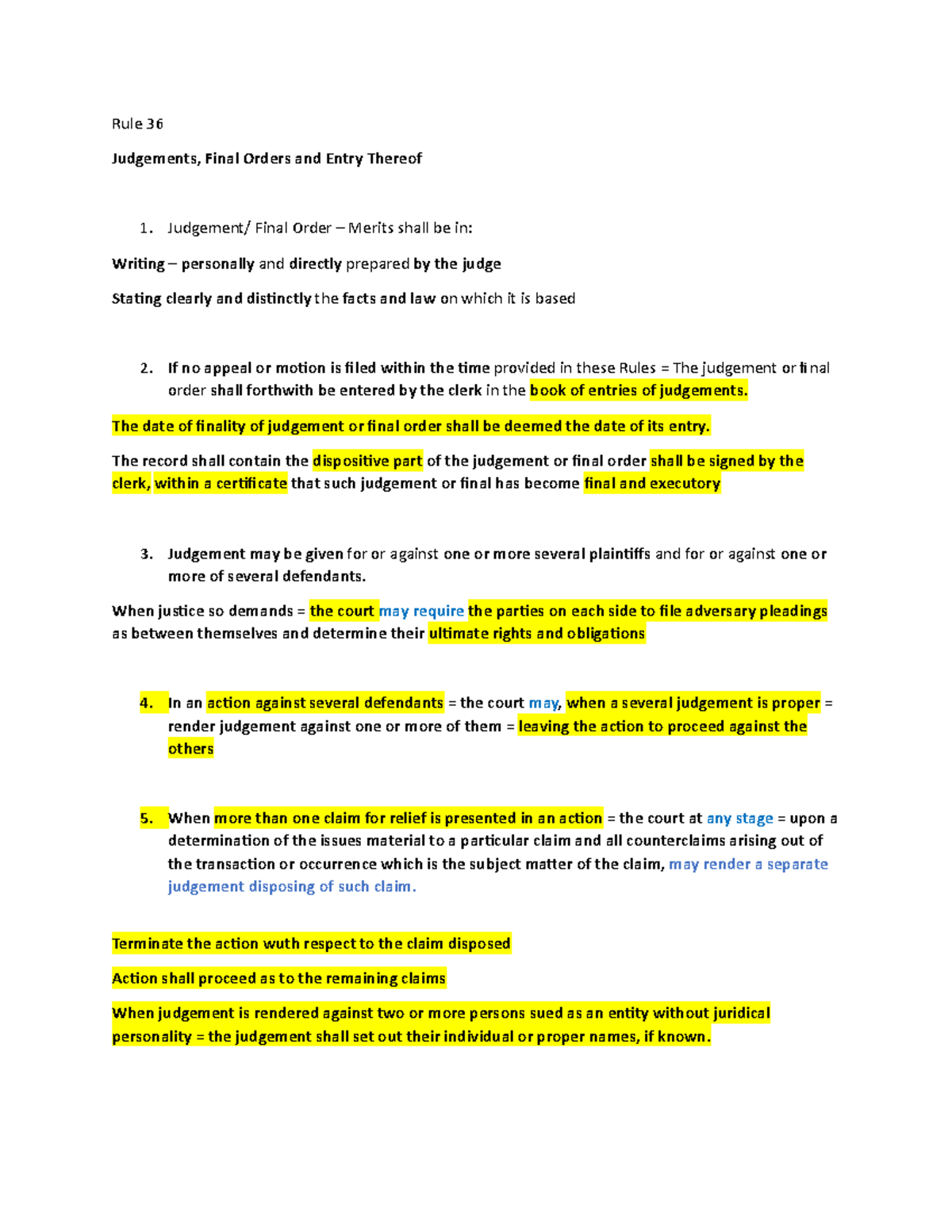 Recit preparation Rem - reviewer - Rule 36 Judgements, Final Orders and ...